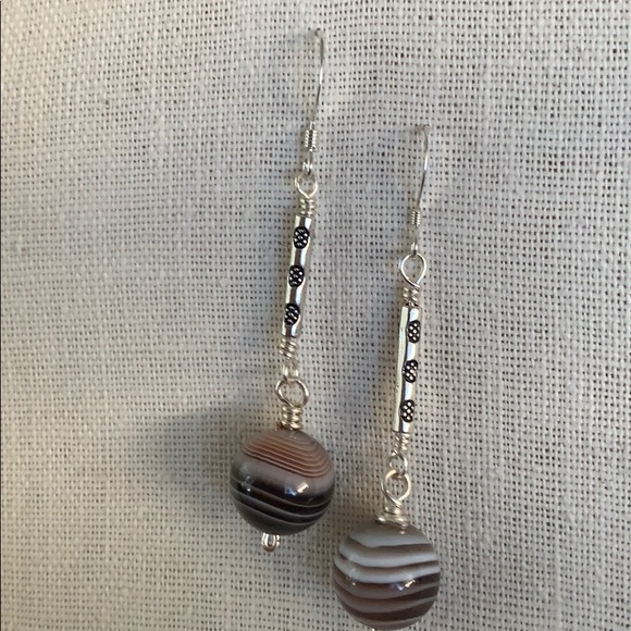 QSG | Jewelry | Botswana Agate Earrings Silver | Poshmark